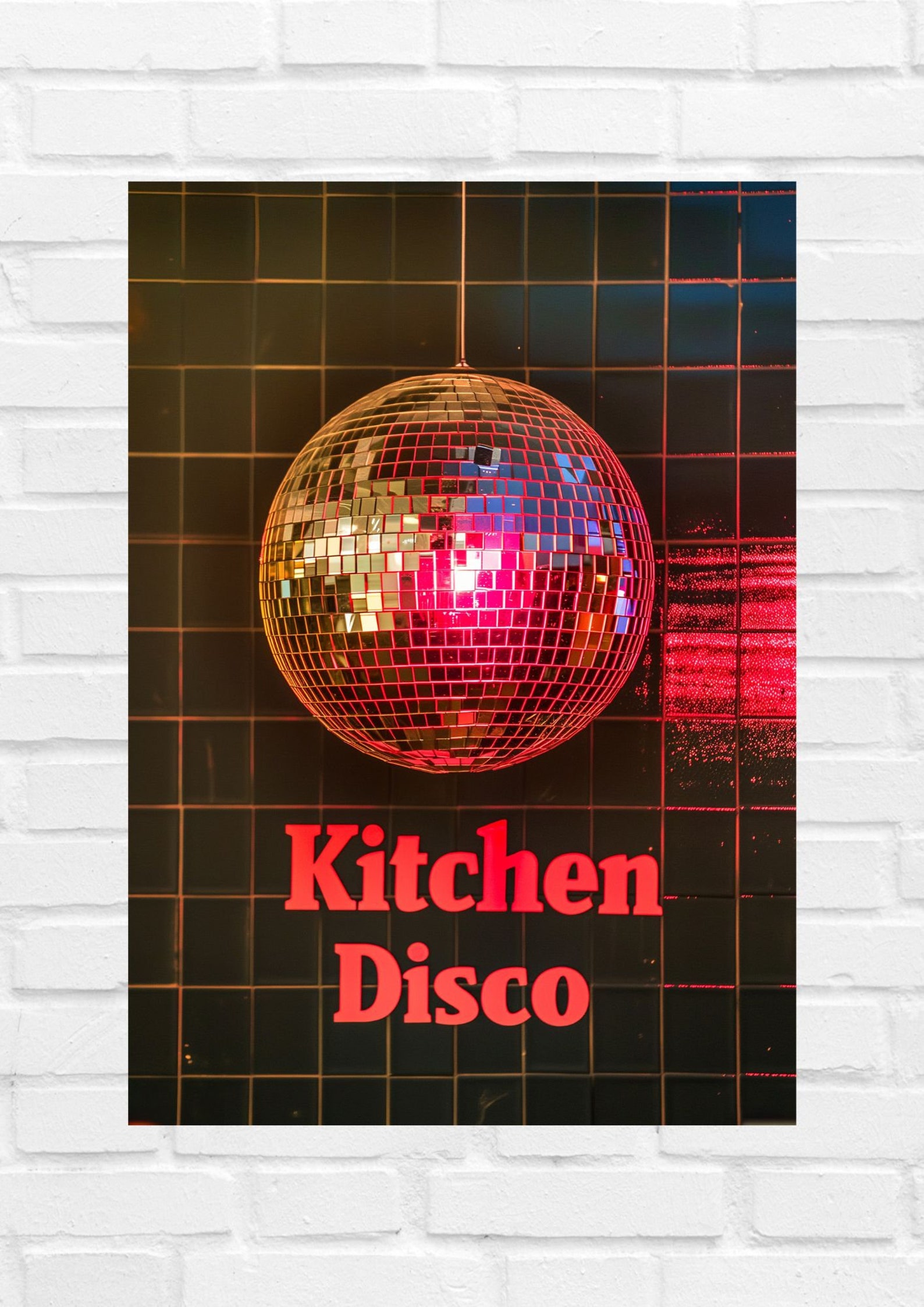 Printable Kitchen Disco Poster A3, 300dpi Digital Dance Theme, Kitchen ...