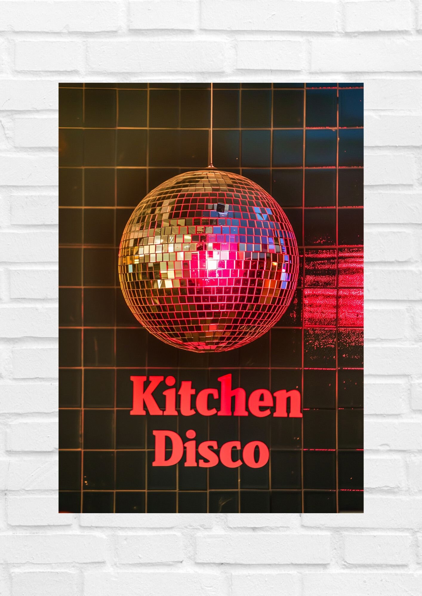 Printable Kitchen Disco Poster A3, 300dpi Digital Dance Theme, Kitchen ...