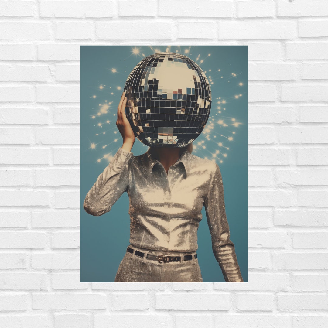 Disco Diva Mirror Ball A3 Digital Art Print, 300dpi High-res JPG ...