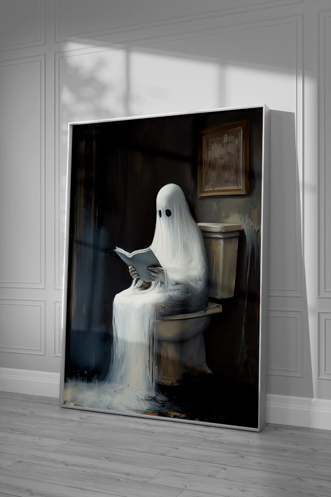Halloween Ghost on the Toilet Poster - Toilet Decor, Gothic Art Print ...