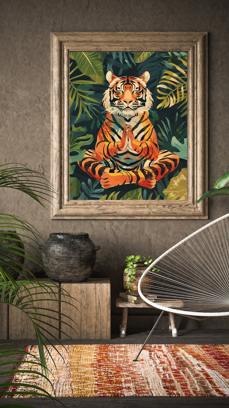 Zen Tiger Yoga Art Print: Jungle Meditation Poster - Etsy