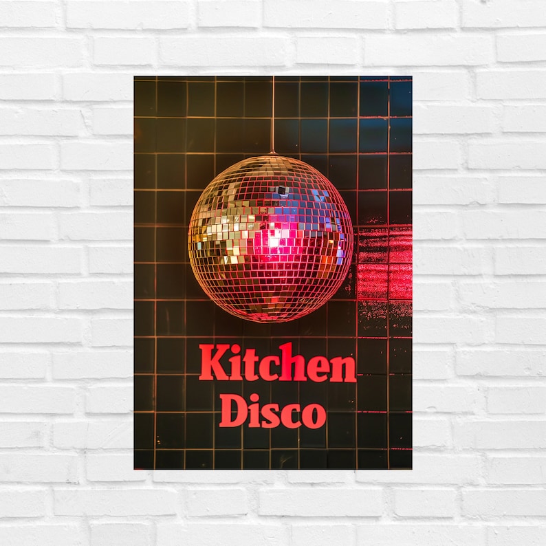 Printable Kitchen Disco Poster A3, 300dpi Digital Dance Theme, Kitchen ...