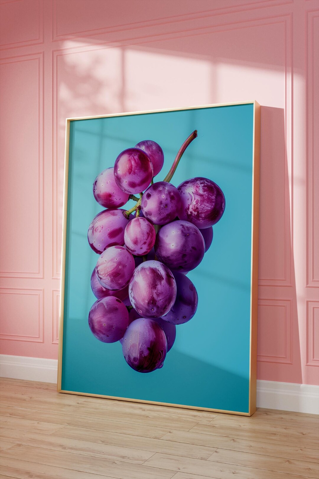 Grapes Poster, Pop-art House Kitchen Art Print, Dopamine Decor, Summer ...