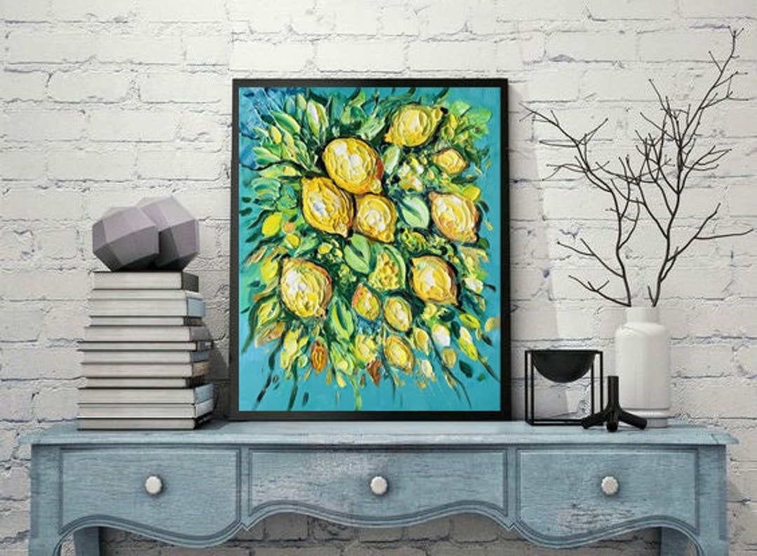 Ready to Ship Lemon Painting Kitchen Art Fruit Painting Food Painting ...