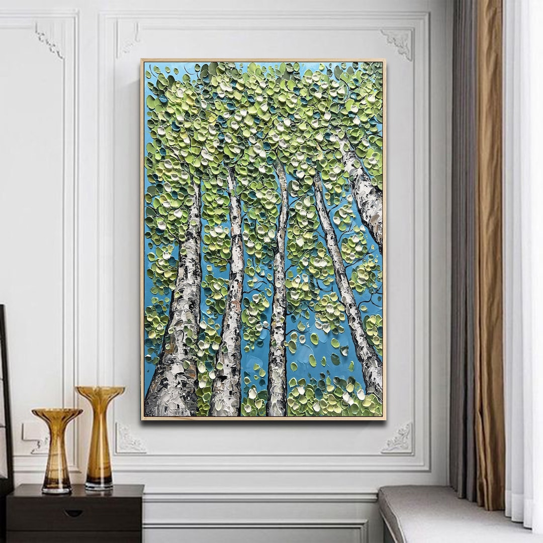 Green Aspen Trees Wall Art Aspen Painting on Canvas Colorado Aspen Art ...