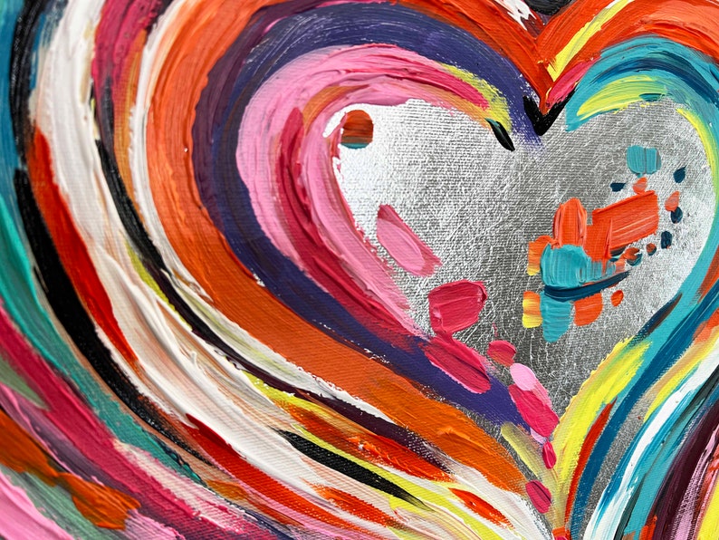 Love Heart Canvas Painting Heart Canvas Art Painting Modern - Etsy