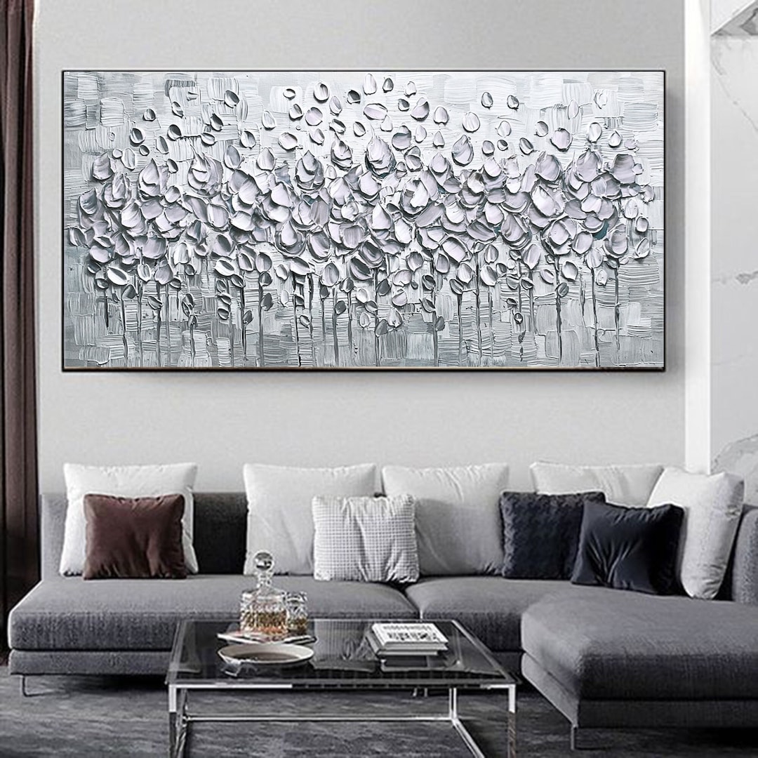 Silver Gray Wall Art Silver Wall Decor Abstract Wall Art Silver ...