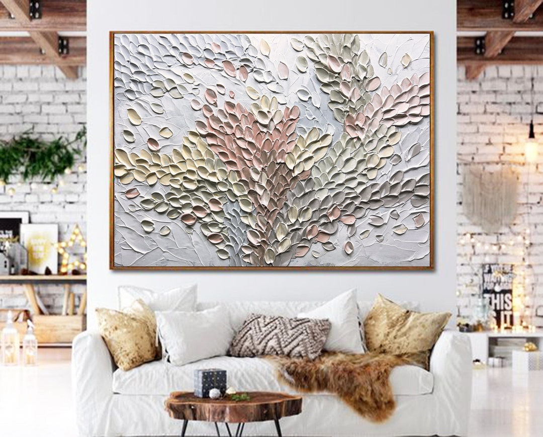 Original 3D Textured Wall Art Abstract Creamy Soft Color Flower ...