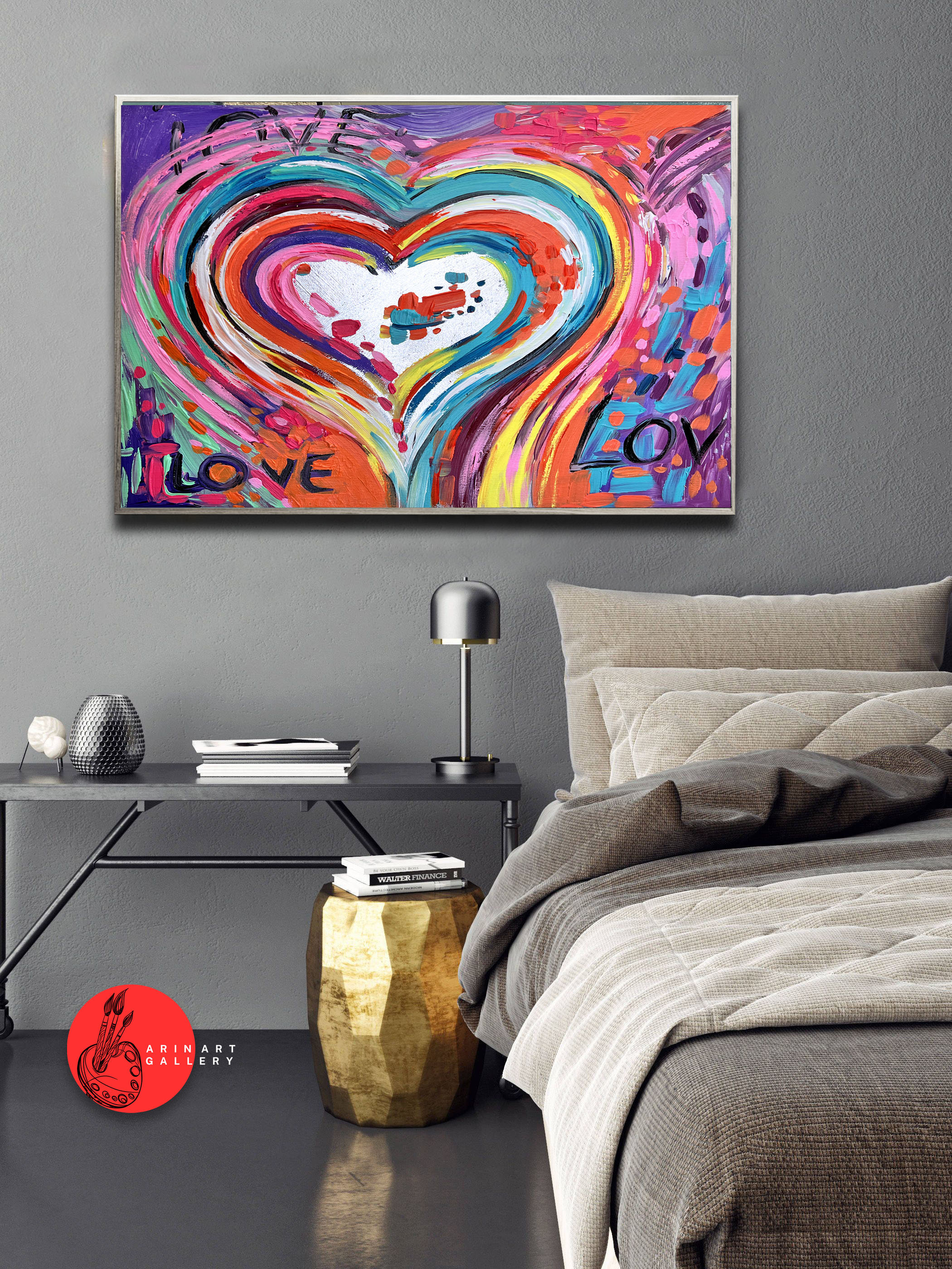 Love Heart Canvas Painting Heart Canvas Art Painting Modern - Etsy