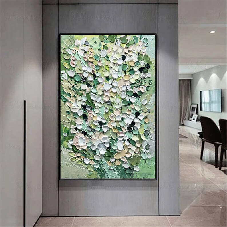 Green 3D Textured Painting Large Green Abstract Painting Green ...