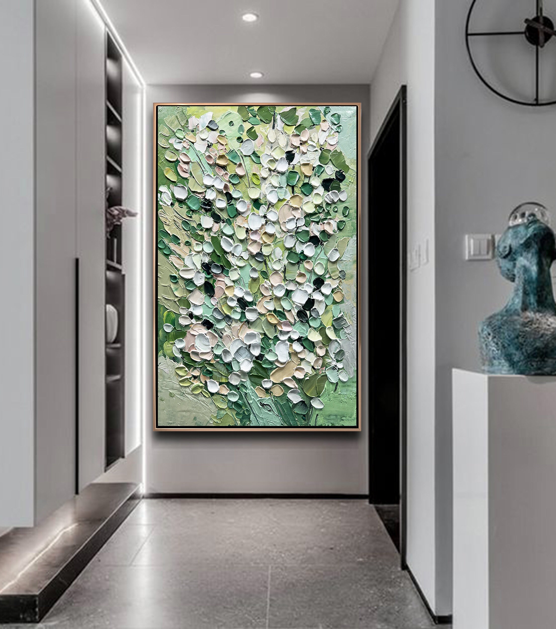 Green 3D Textured Painting Large Green Abstract Painting Green ...
