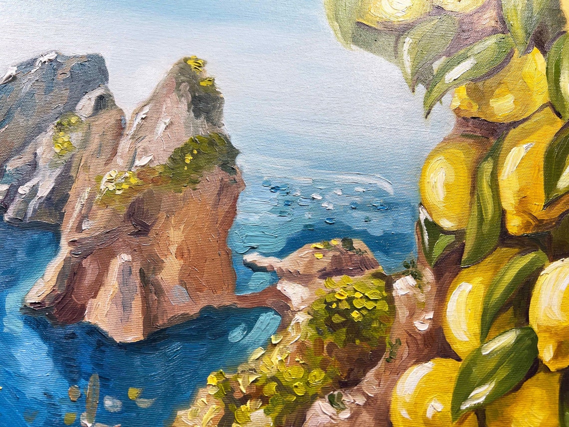 Faraglioni Capri Painting Capri Island Painting Italian Landscape ...