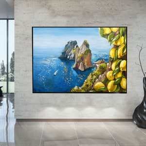 Faraglioni Capri Painting Capri Island Painting Italian Landscape ...