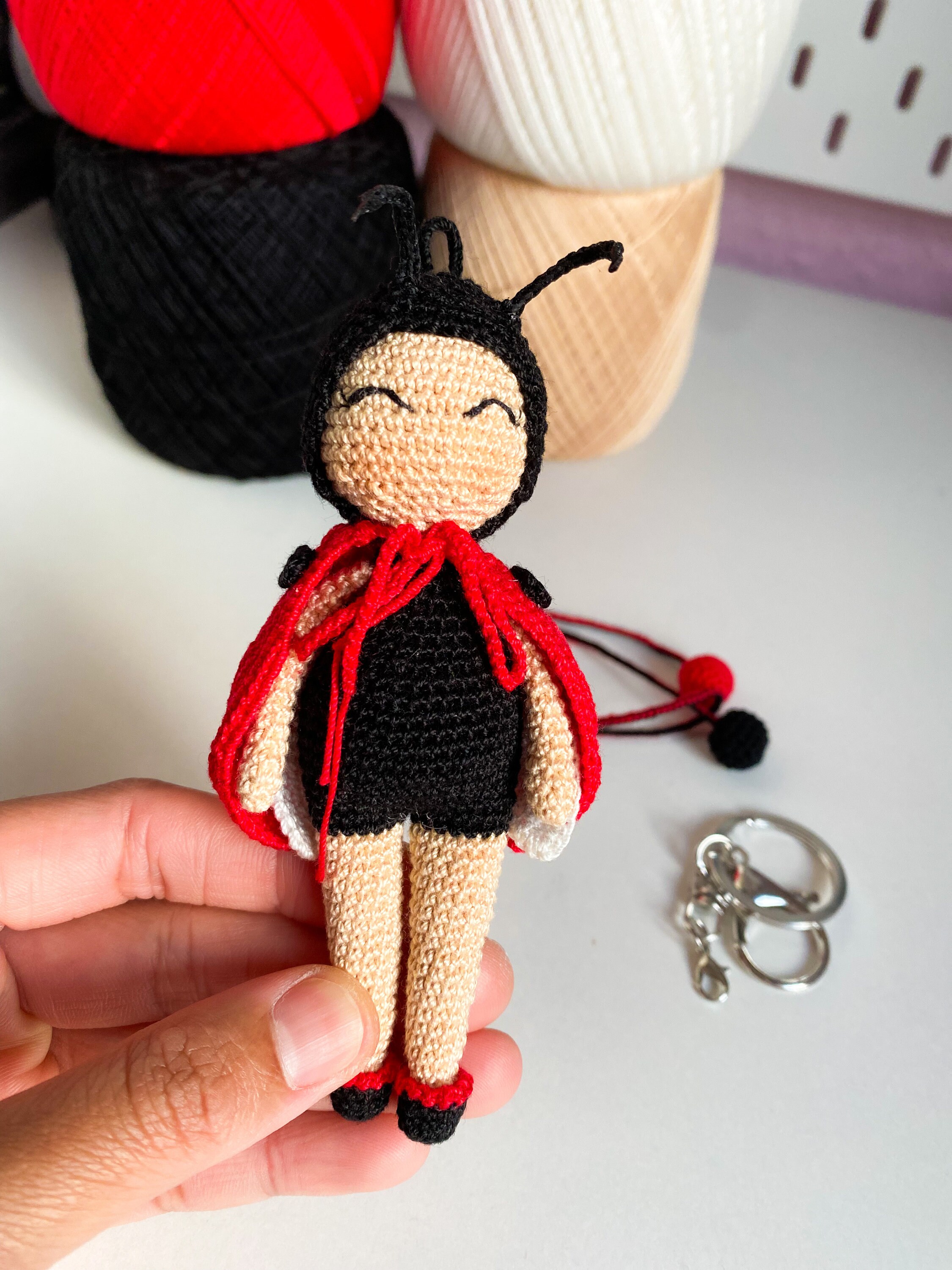 Crochet Ladybug Keychain,amigurumi Ladybug,bag Accessory ,car Accessory ...