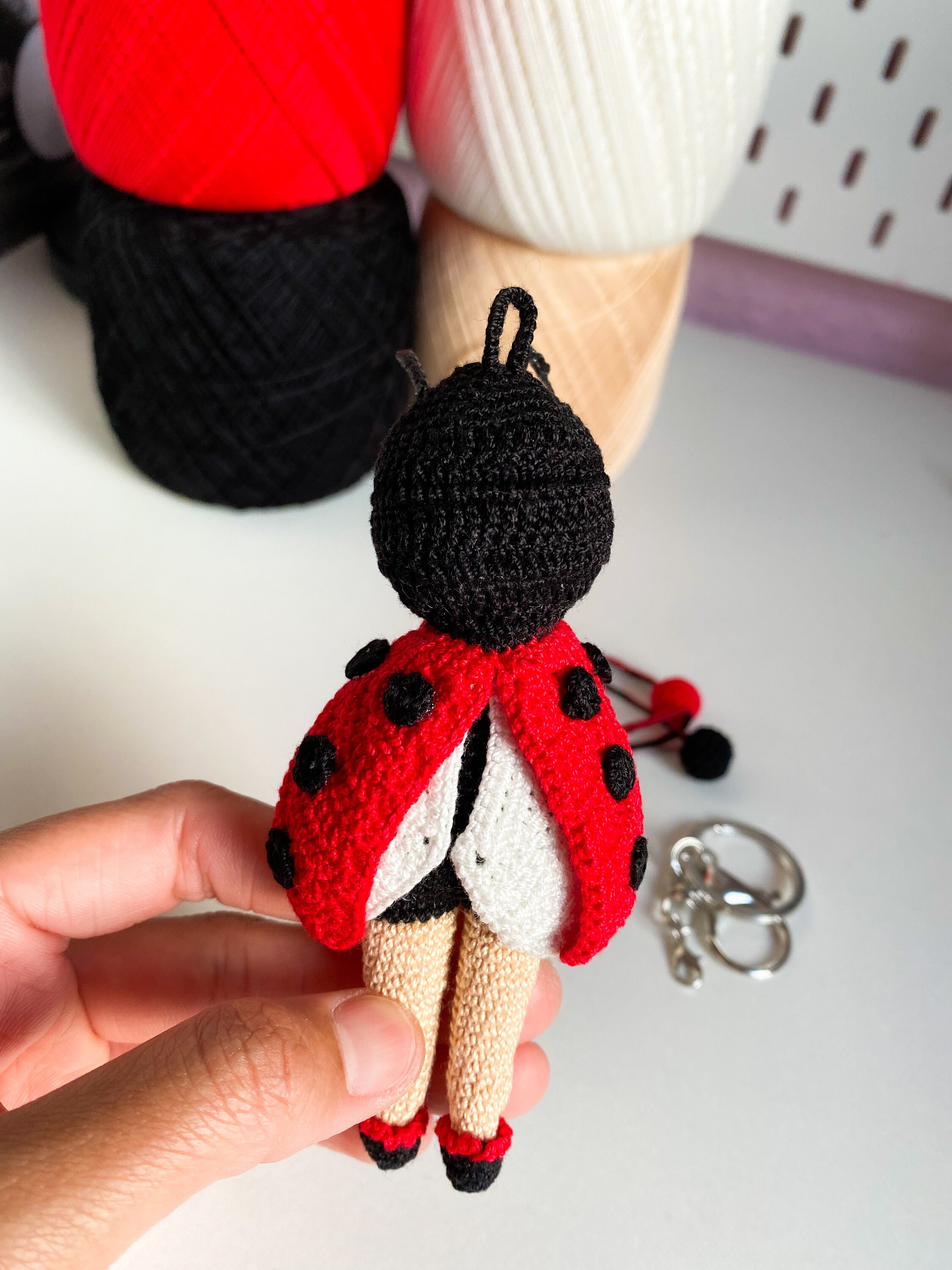 Crochet Ladybug Keychain,amigurumi Ladybug,bag Accessory ,car Accessory ...