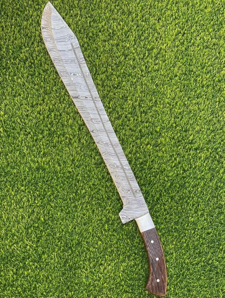 Machete Sword With Leather Sheath Vintage Damascus Steel Machetes With ...