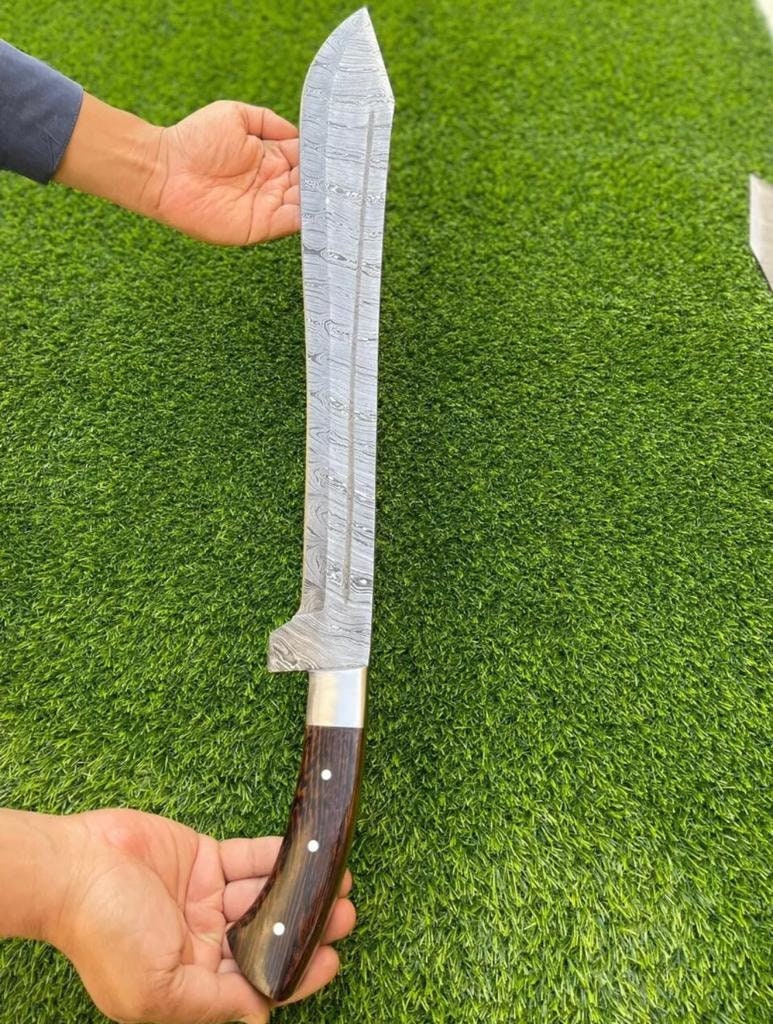 Machete Sword With Leather Sheath Vintage Damascus Steel Machetes With ...