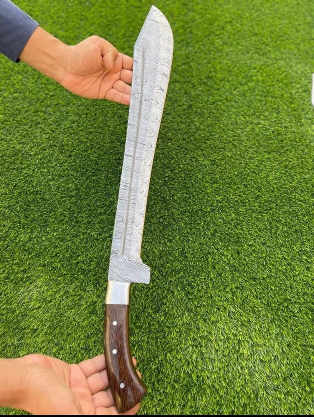 Machete Sword With Leather Sheath Vintage Damascus Steel Machetes With ...