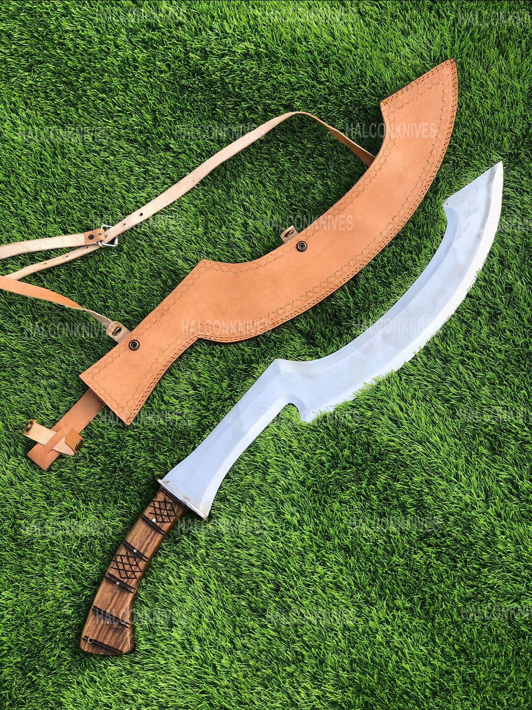D2 Steel Khopesh Machete With Engrave Handle, Battle Ready Machete With ...