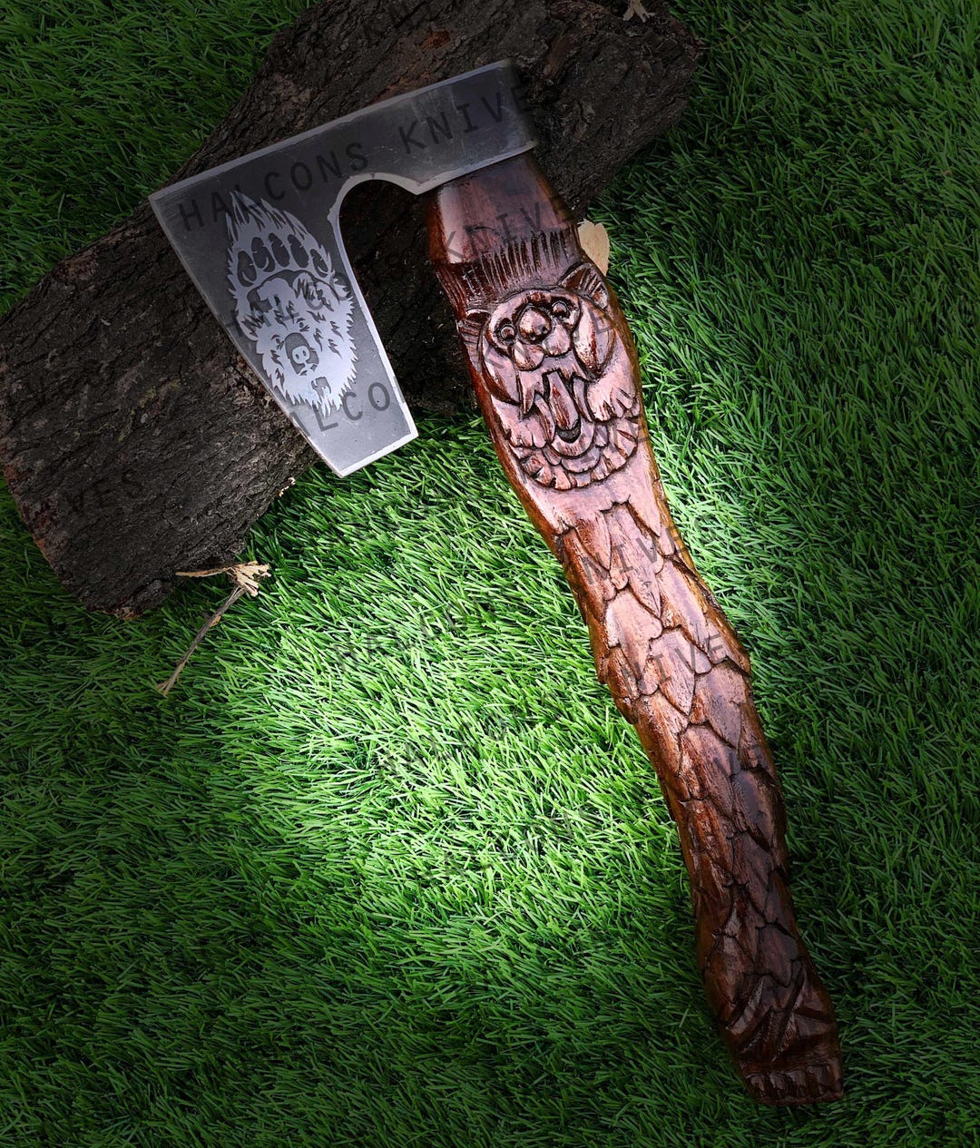 Viking Axe, Hand Engraved Carbon Steel Viking Axe Engraved Wood Handle ...