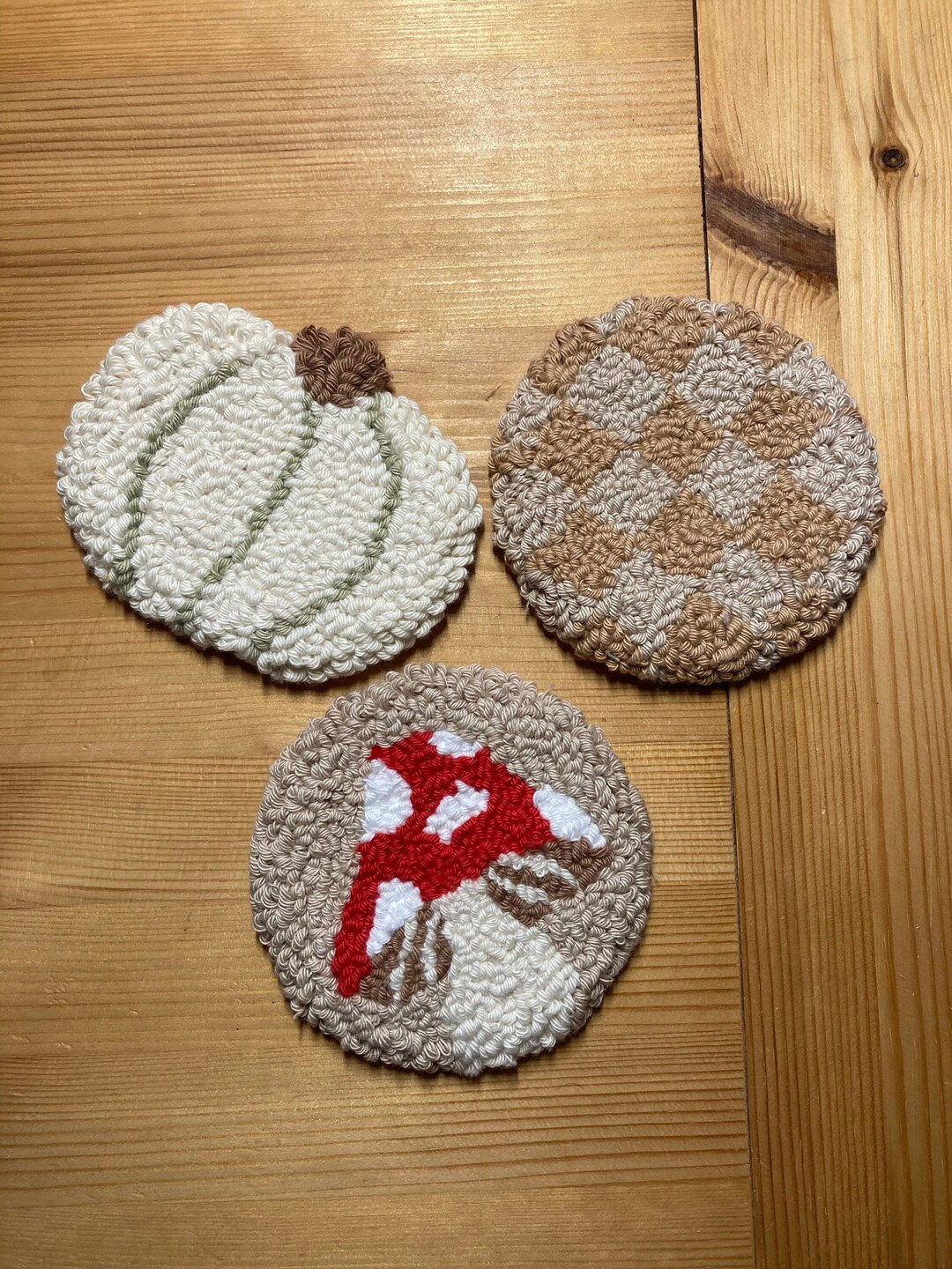Cute Cosy Autumn Themed Punch Needle Mug Rug Coaster -assorted Handmade ...