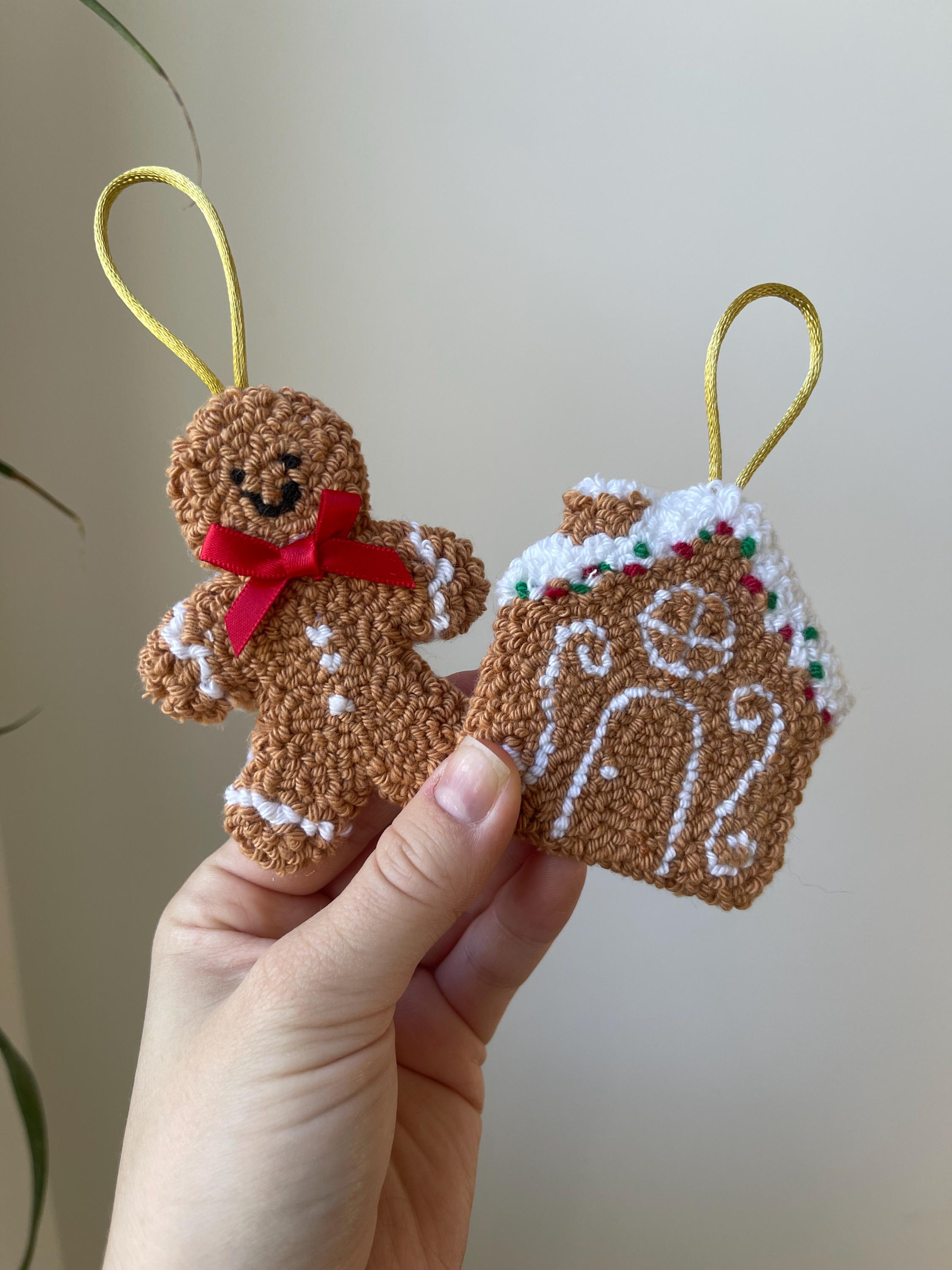 Handmade Punch Needle Christmas Decoration - Festive Embroidered Tree ...