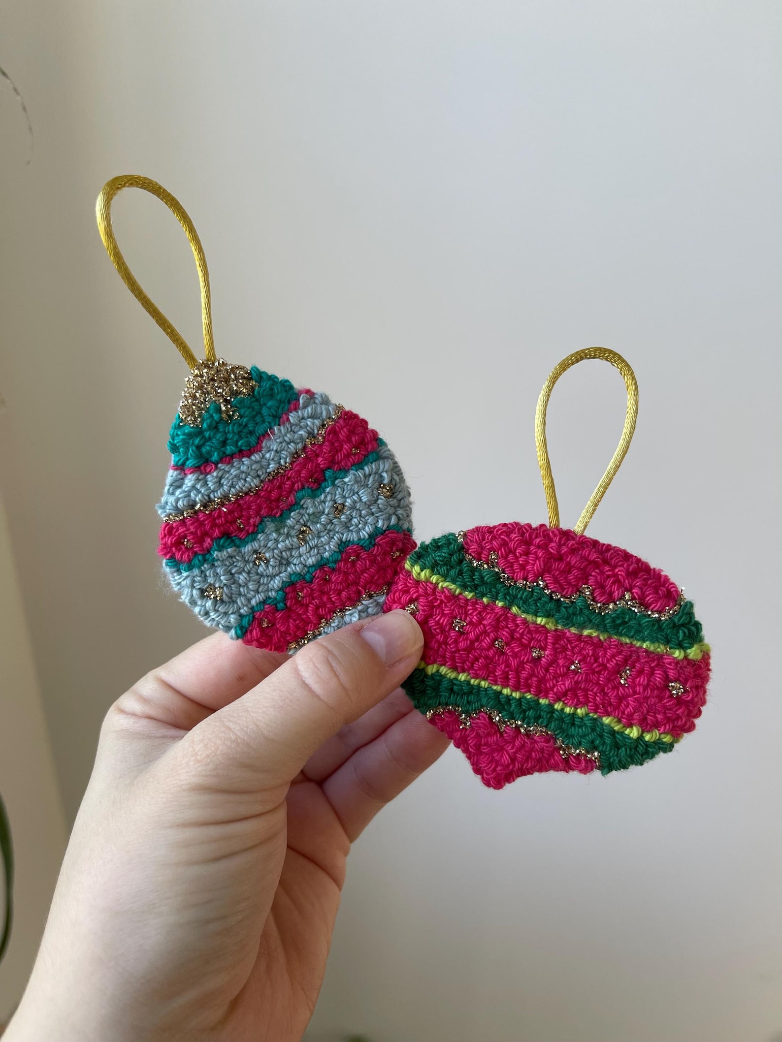 Handmade Punch Needle Christmas Decoration - Festive Embroidered Tree ...