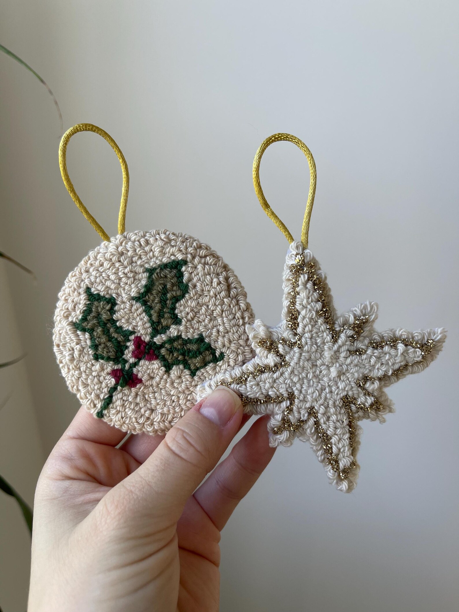 Handmade Punch Needle Christmas Decoration - Festive Embroidered Tree ...