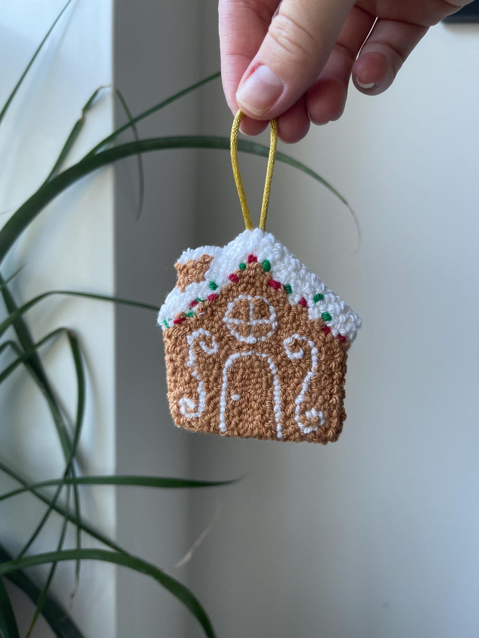 Handmade Punch Needle Christmas Decoration - Festive Embroidered Tree ...
