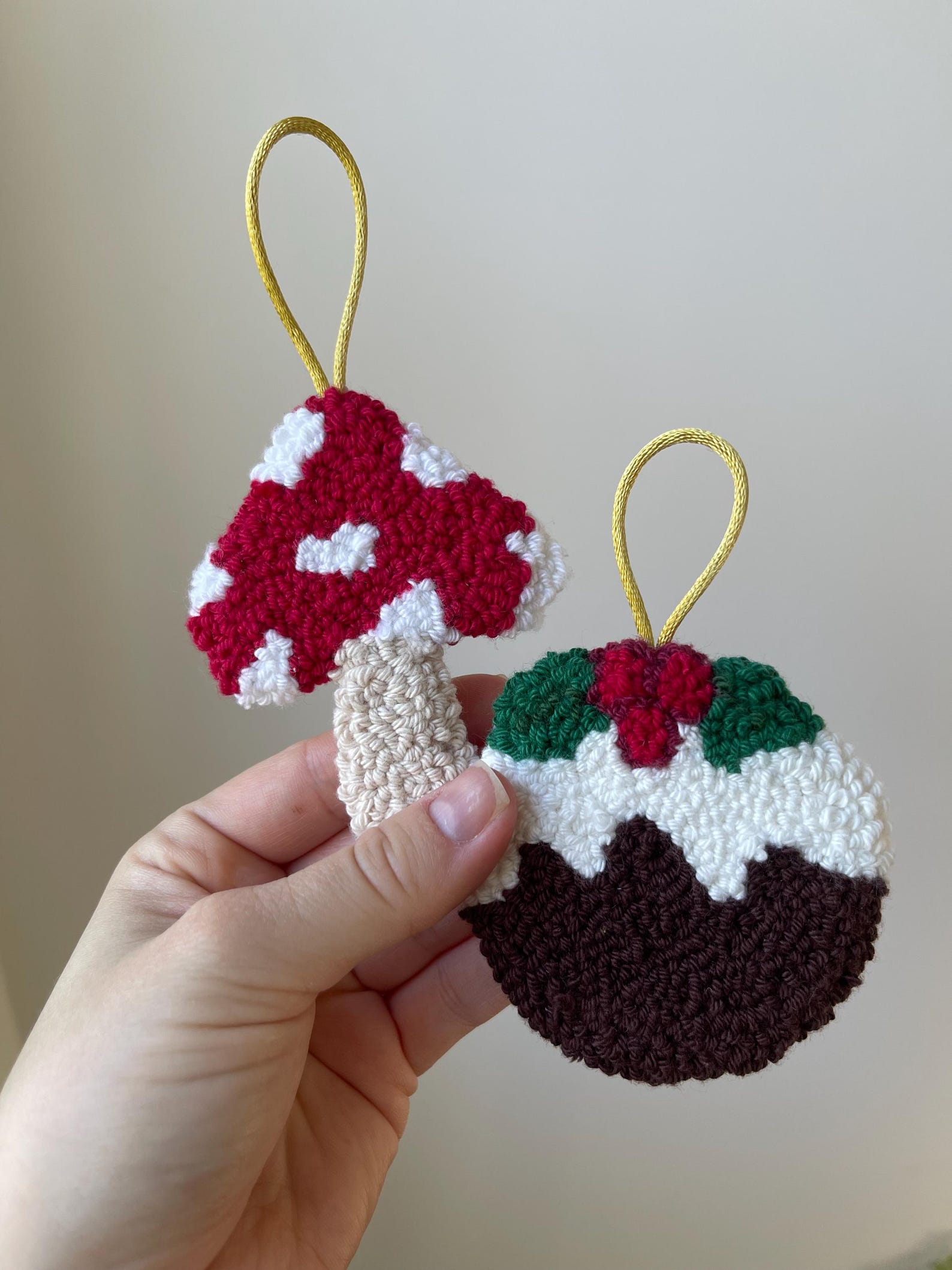 Handmade Punch Needle Christmas Decoration - Festive Embroidered Tree ...