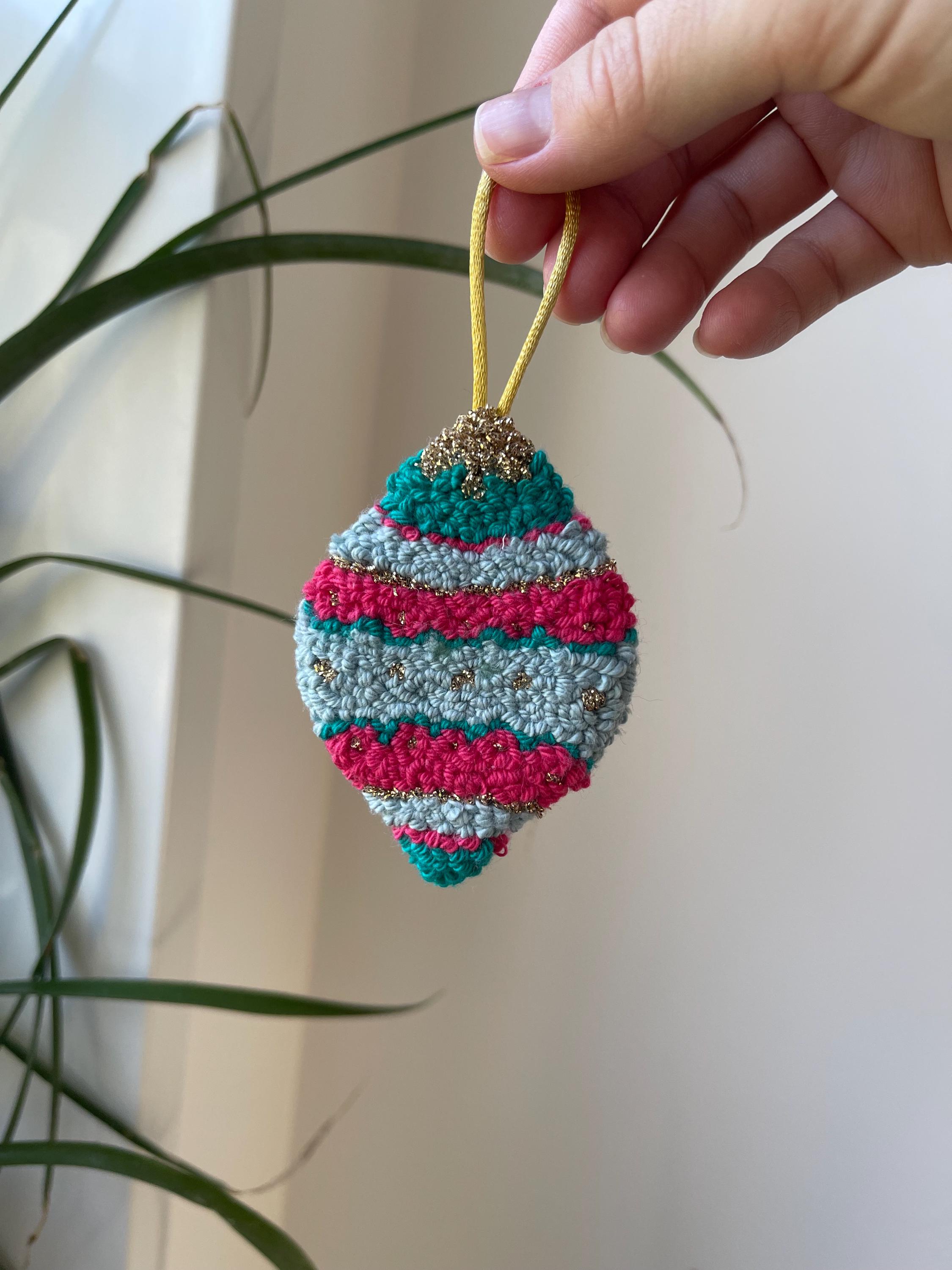 Handmade Punch Needle Christmas Decoration - Festive Embroidered Tree ...