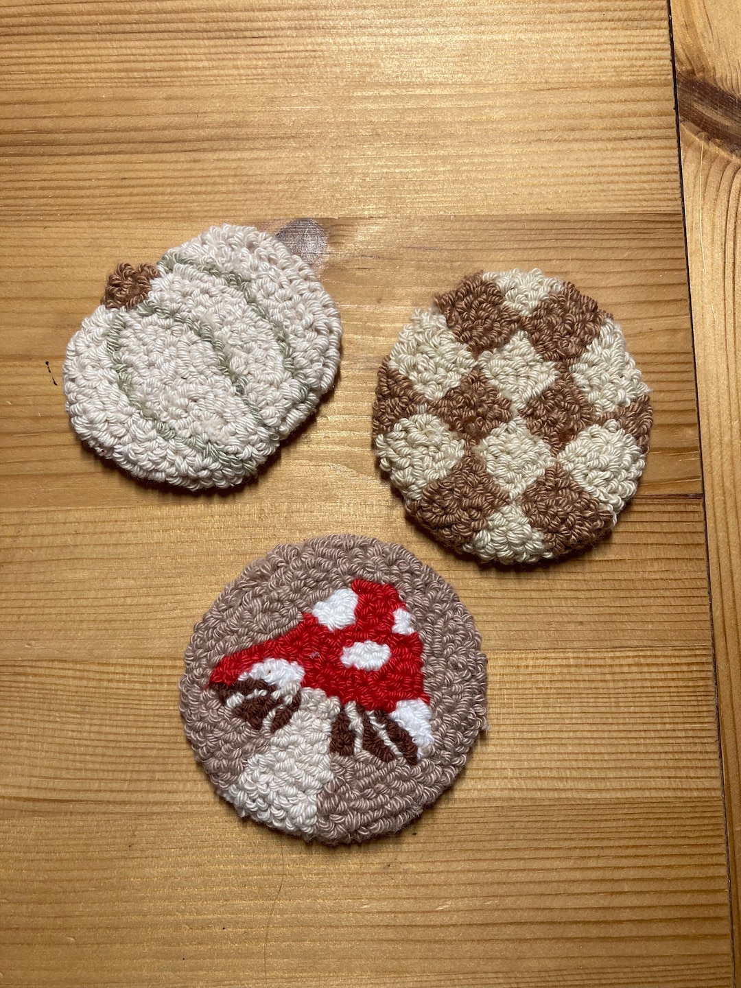 Cute Cosy Autumn Themed Punch Needle Car Coaster -assorted Handmade ...