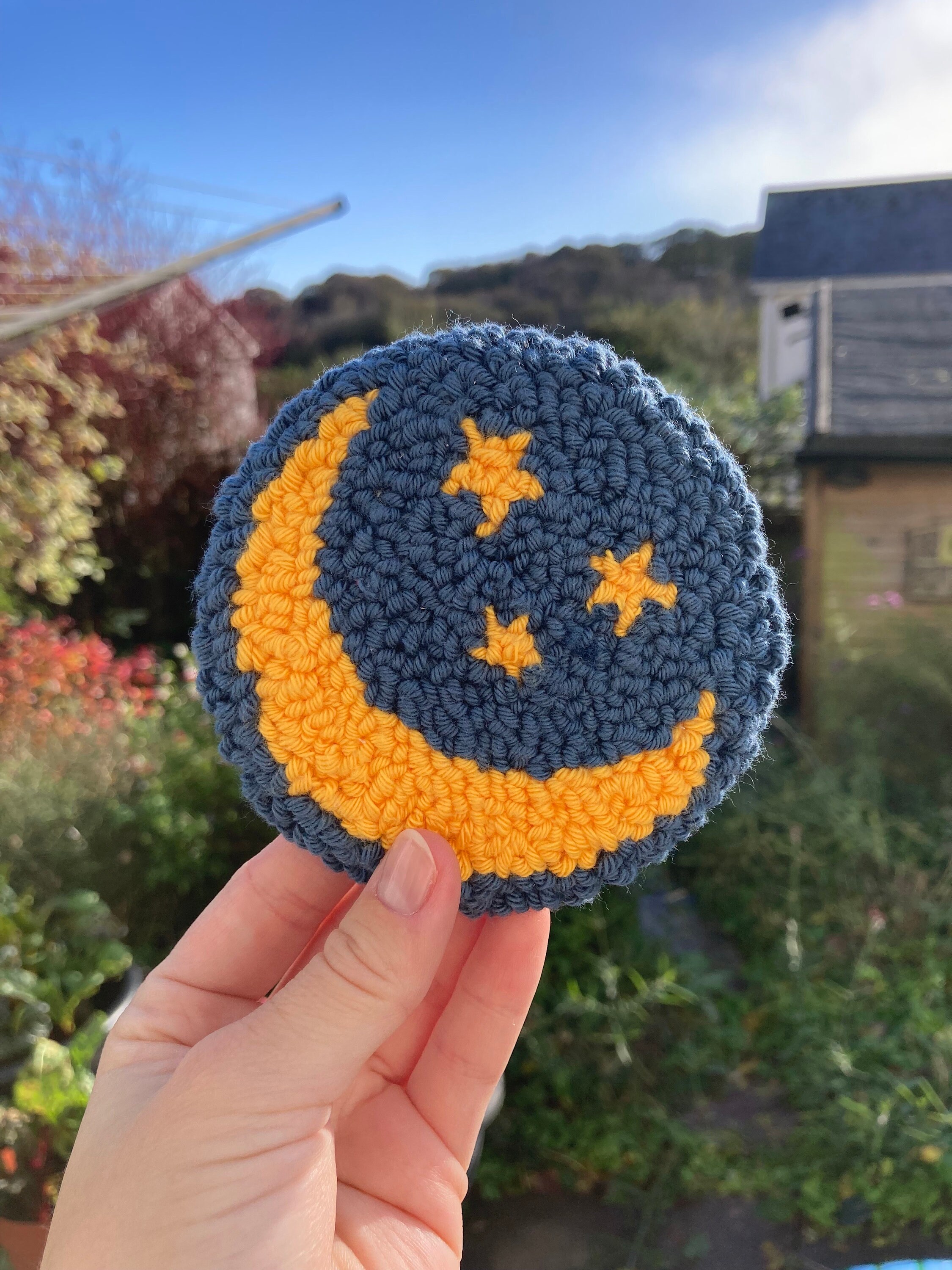 Celestial Whimsy Goth Mug Rug Coasters - Handmade Punch Needle Tufted ...