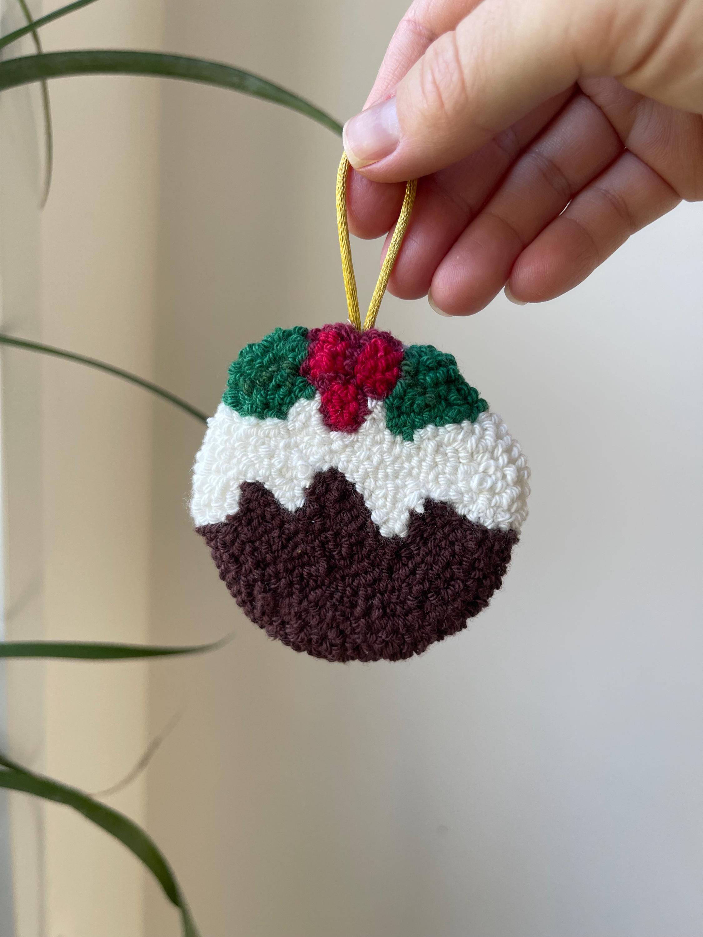 Handmade Punch Needle Christmas Decoration - Festive Embroidered Tree ...