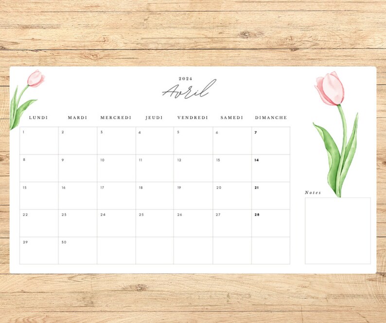 Printable Floral 2024 Calendar, PDF Format, Instant Download - Etsy
