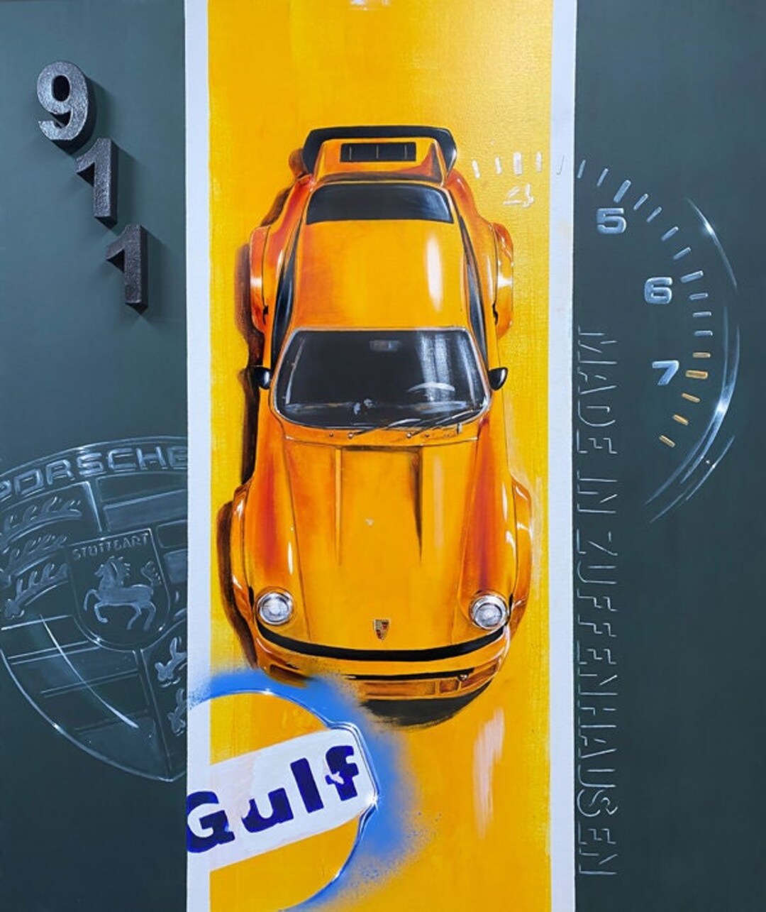 911 Porsche Mural, Painting by Anne Weigert, Unique, Vintage Car ...