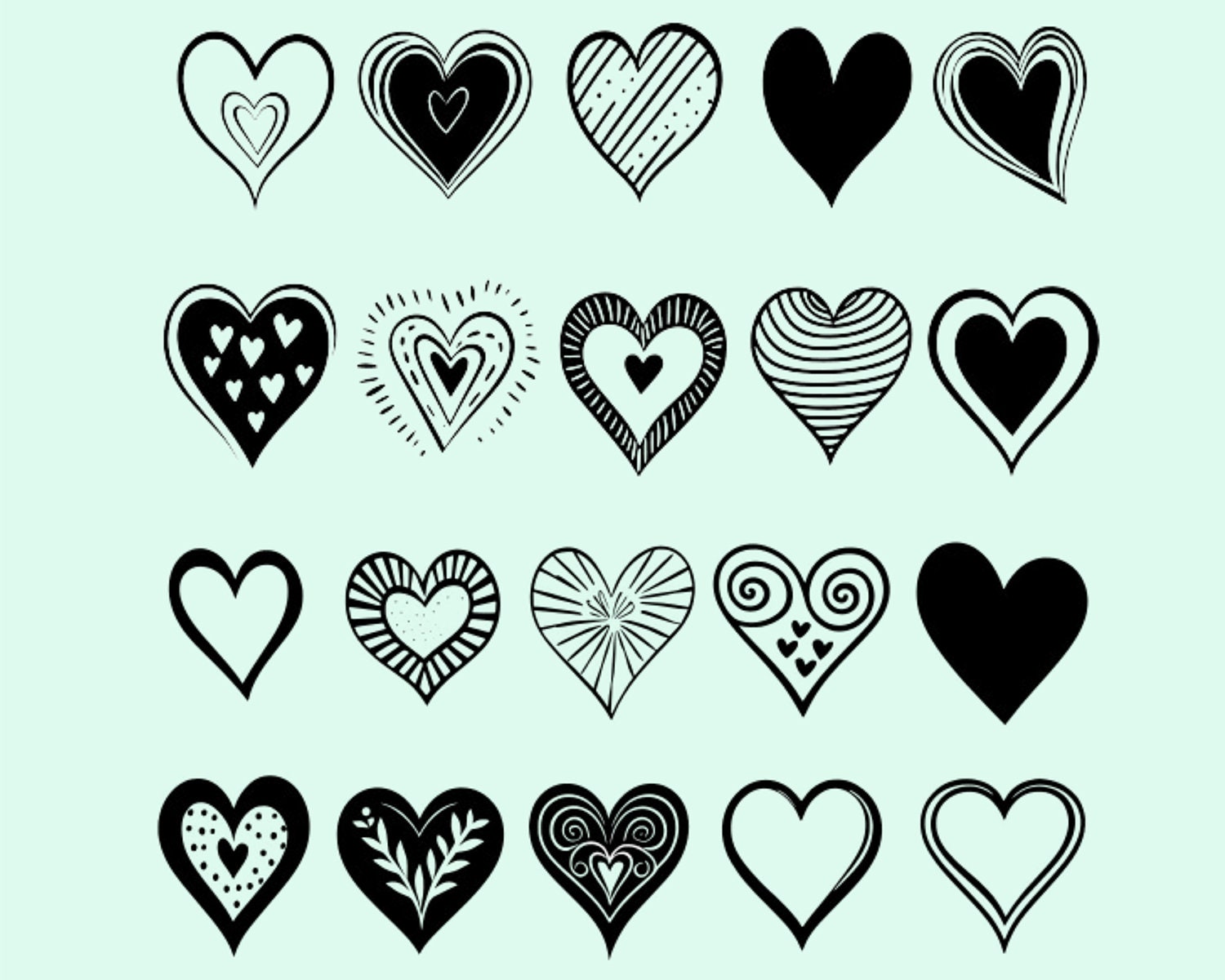 Doodle Hearts Bundle SVG PNG PDF Clipart Heart Clipart Svg - Etsy
