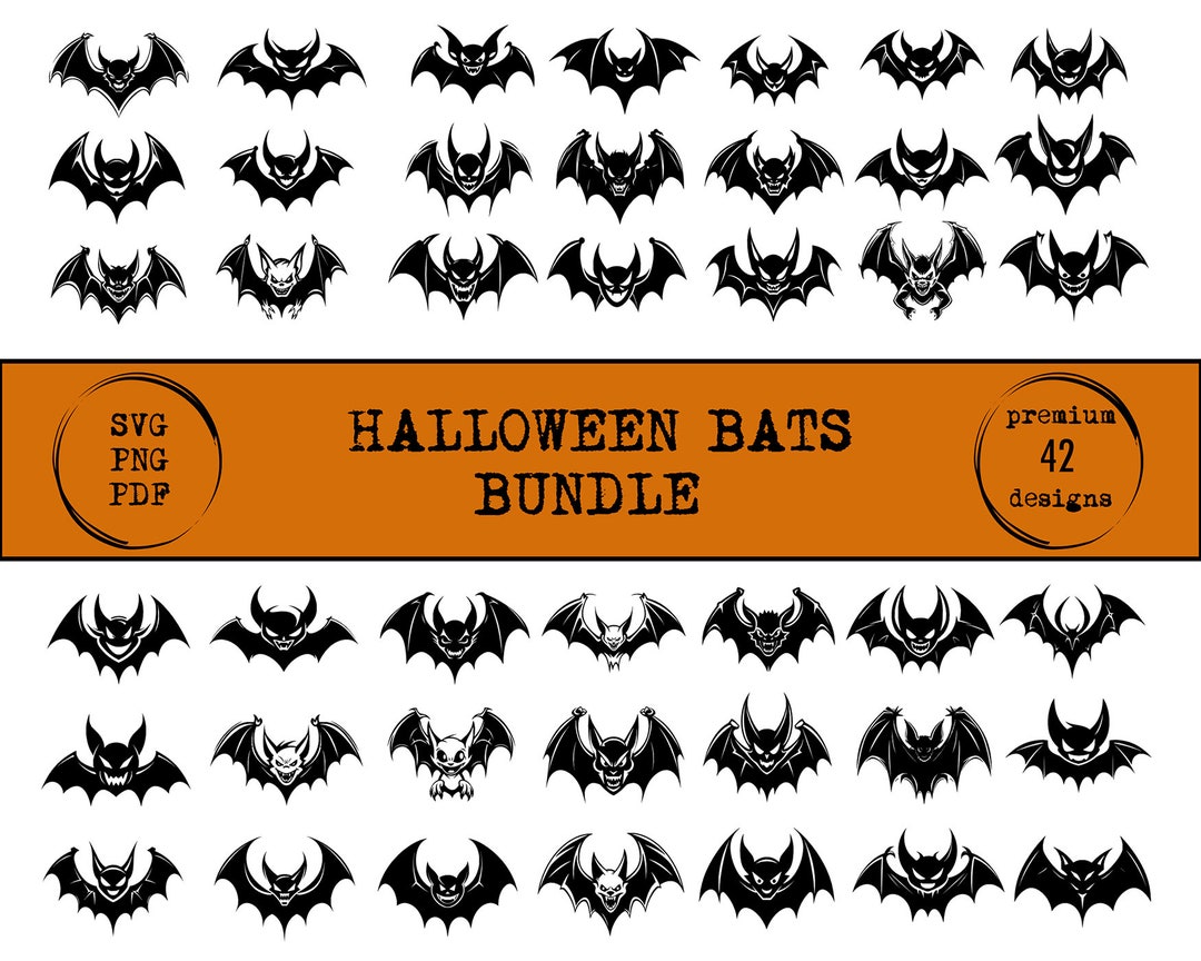 42 Bats Halloween Mega Bundle, SVG PNG PDF, Scary Bat Svg, Haunted Bat ...
