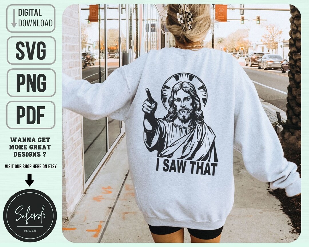 Peeking Cool Jesus SVG PNG PDF, Pointing Jesus Svg, I Saw That Svg, I ...