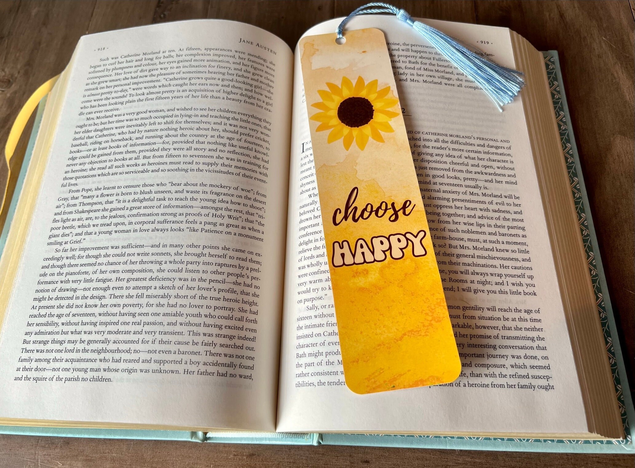 Choose Happy Yellow Bookmark With Blue Tassel, Book Accessories, Book ...