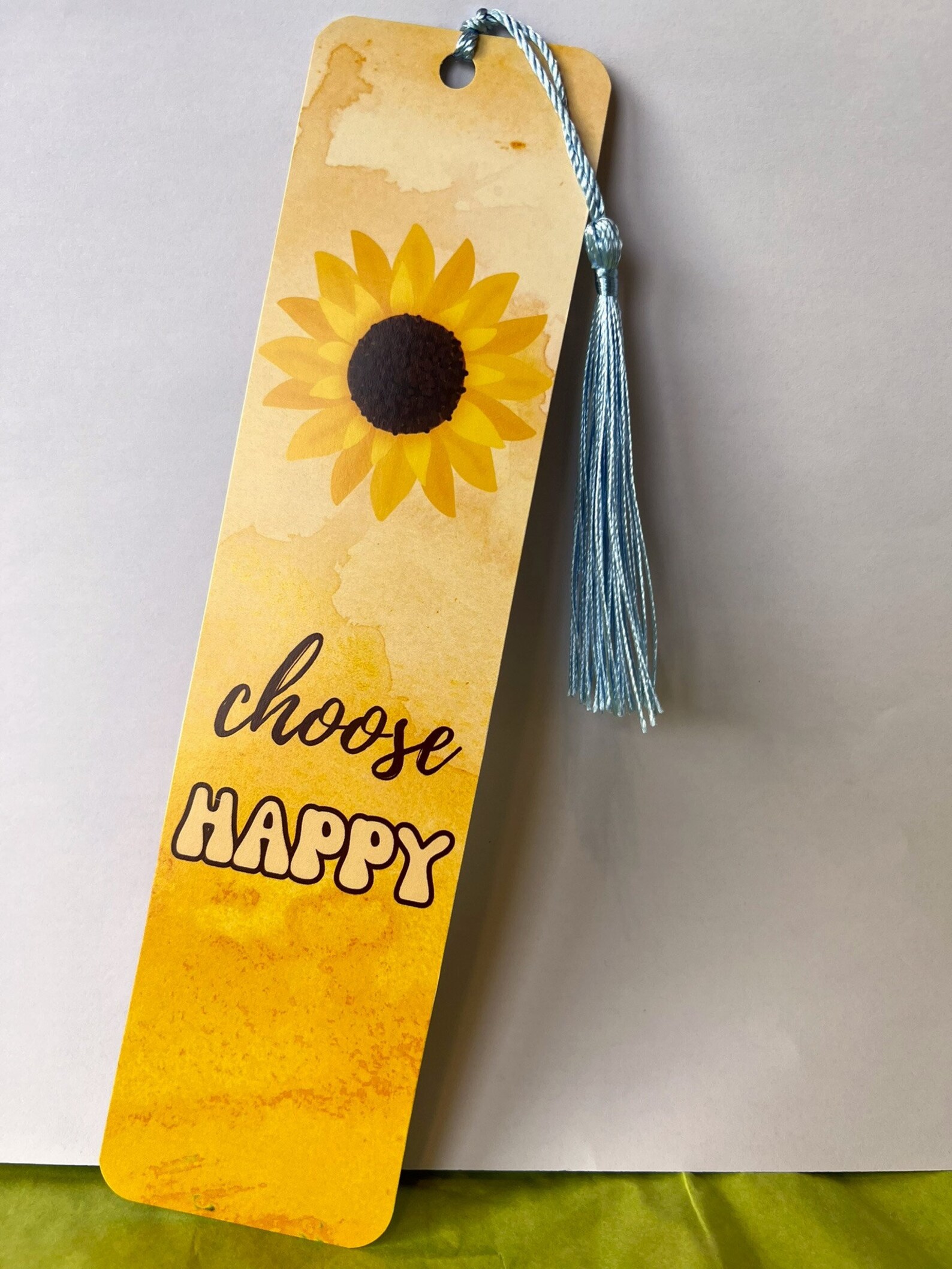 Choose Happy Yellow Bookmark With Blue Tassel, Book Accessories, Book ...