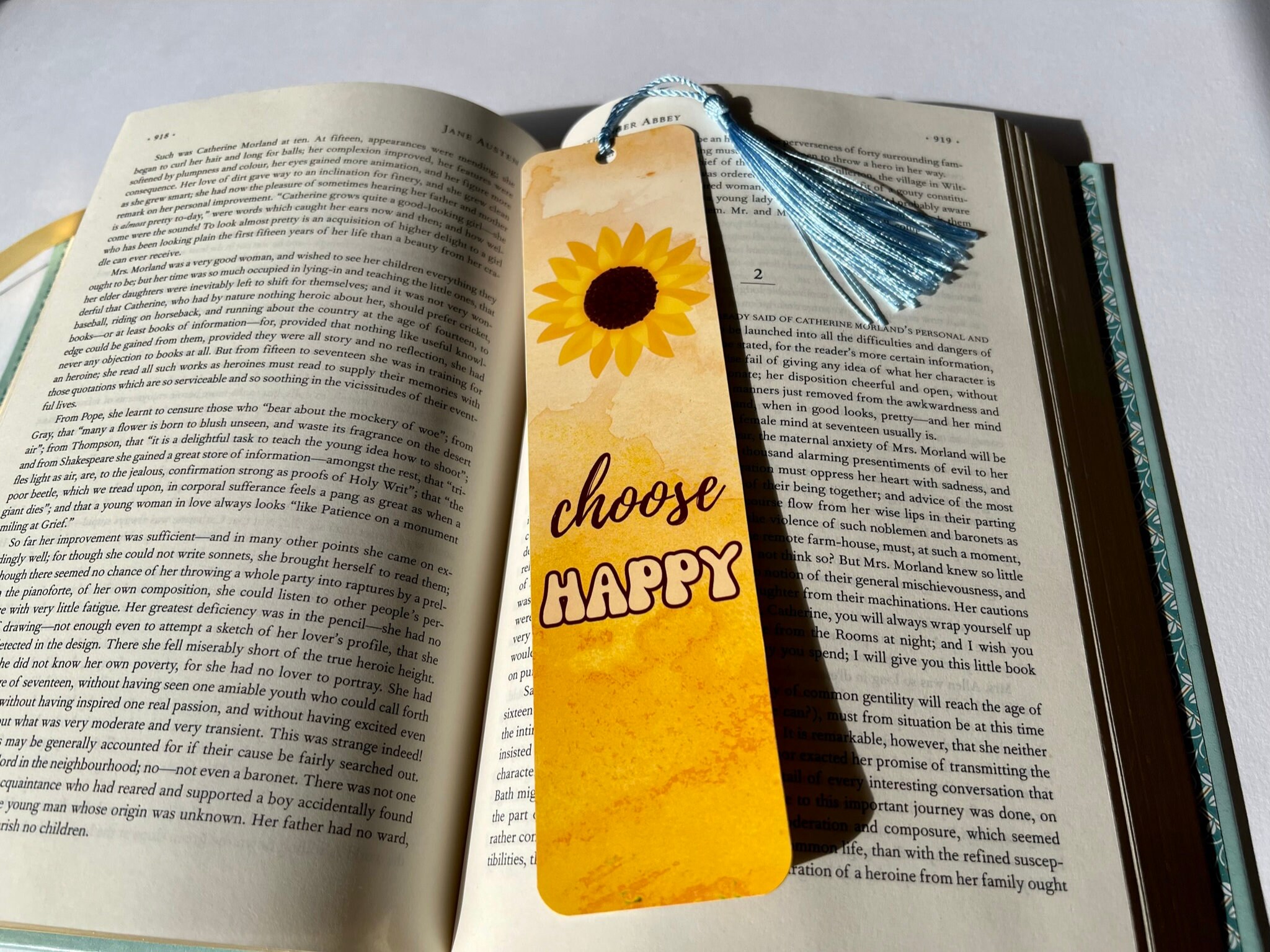 Choose Happy Yellow Bookmark With Blue Tassel, Book Accessories, Book ...