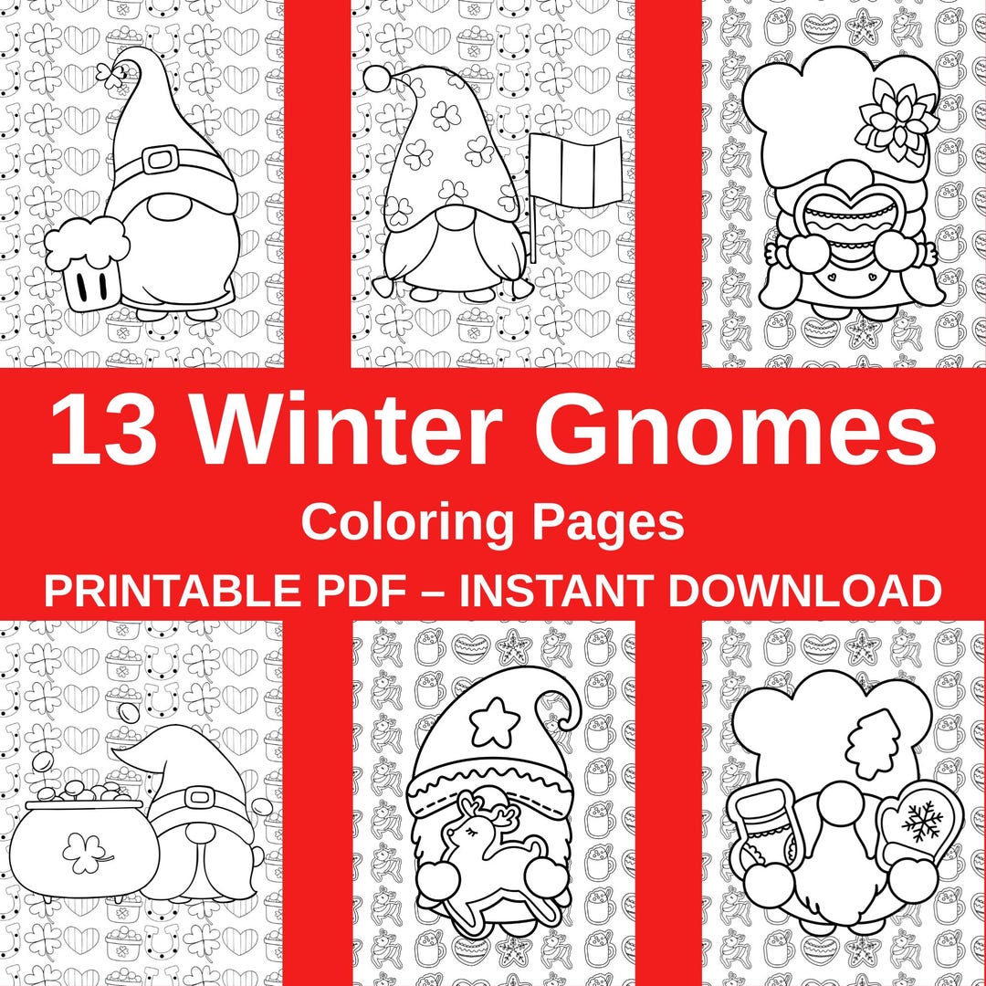 Winter Gnome Coloring Pages (PDF) | Christmas & Holiday Seasonal ...