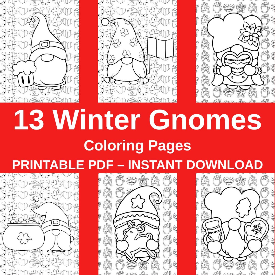Winter Gnome Coloring Pages (PDF) | Christmas & Holiday Seasonal ...
