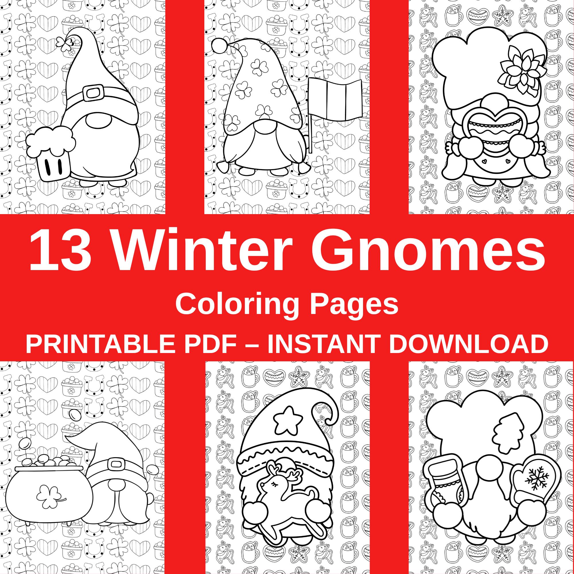 Winter Gnome Coloring Pages (PDF) | Christmas & Holiday Seasonal ...