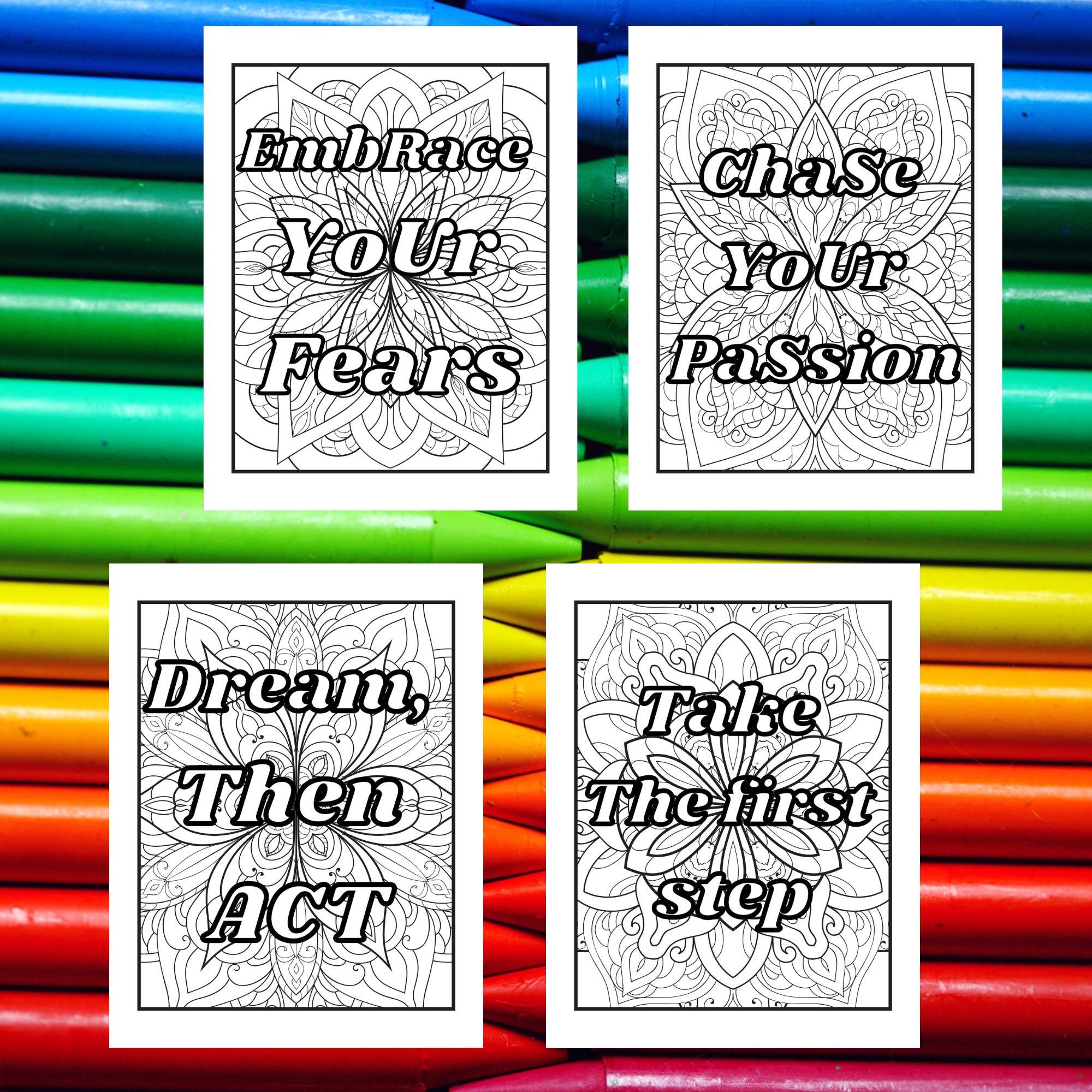 Motivational Quotes Coloring Pages: Inspiring Mandala Designs (PDF, 50 ...