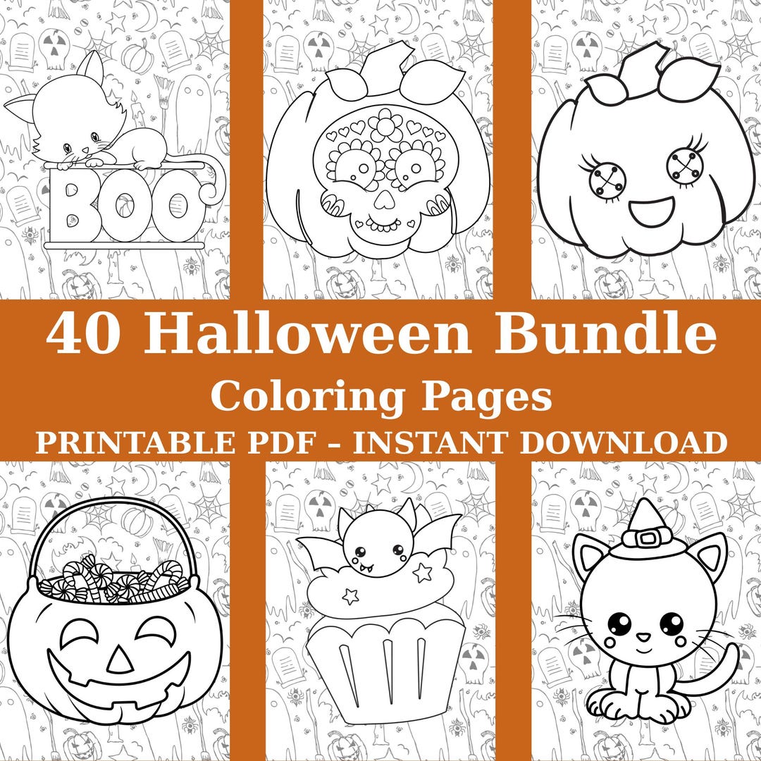 Halloween Coloring Pages Bundle | Pumpkins, Cats & Bats Coloring Sheets ...