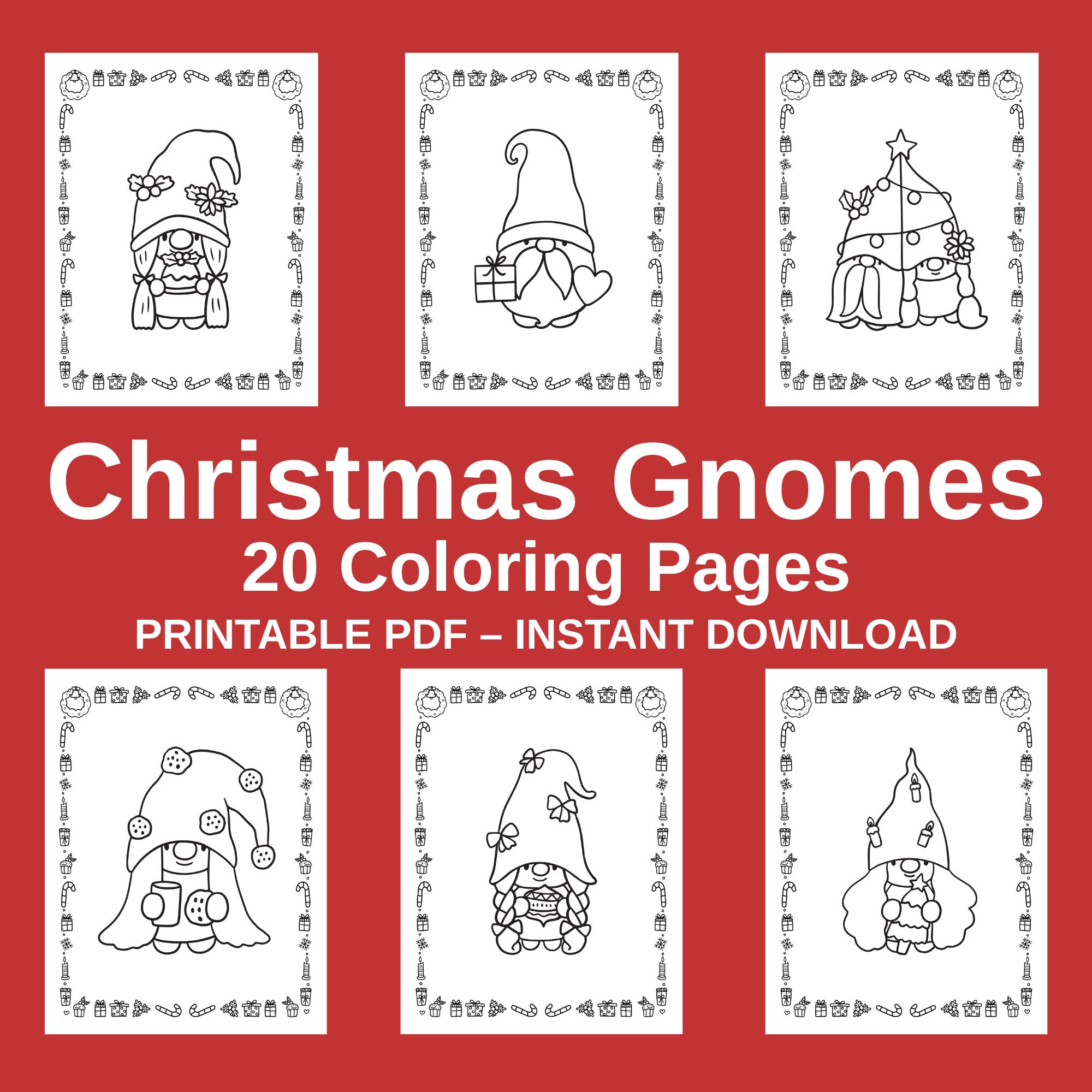 Christmas Gnomes Coloring Pages / Winter Gnome Printables for Kids ...