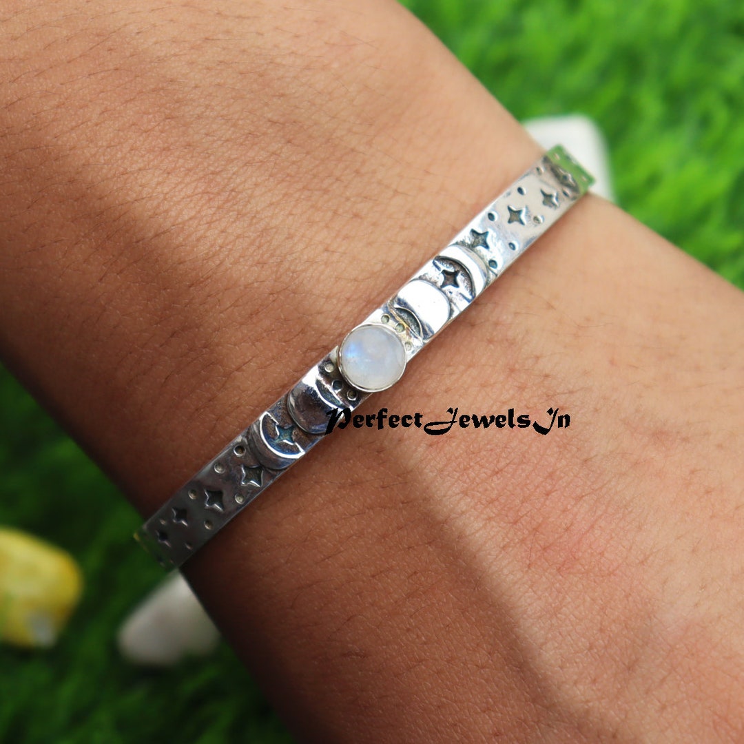 Rainbow Moonstone Bangle, Designer Bangle, Amazing Bangle, Sterling ...