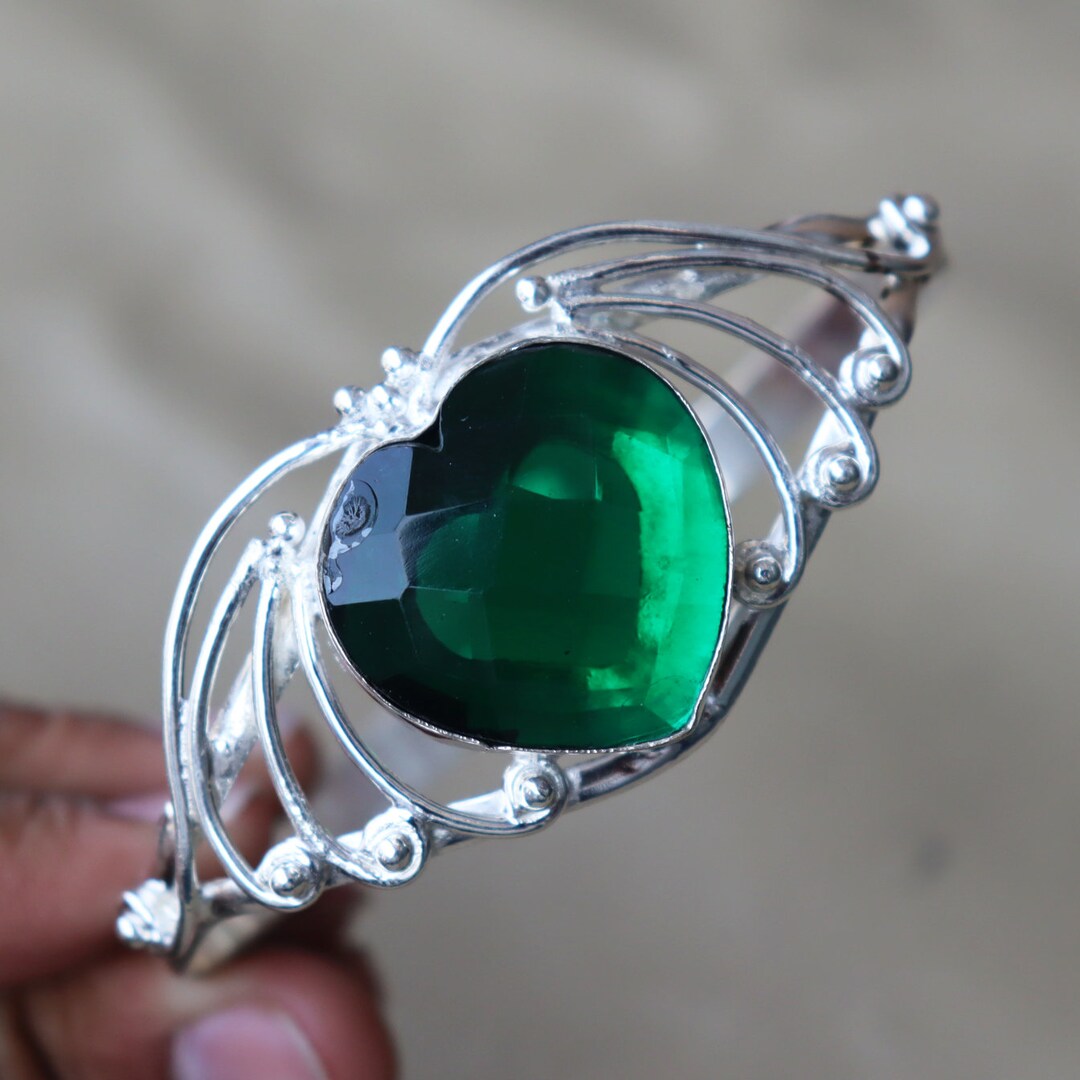 Emerald Bangle, Lovely Bangle, Heart Shape Bangle, Unique Bangle ...